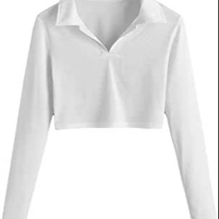 Ladies Coller Long Sleeve Crop Top Blouse Bd