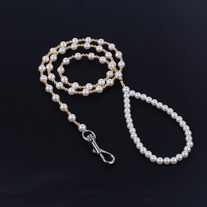 Steel Wire Dog Leash Handmade Luxury Pearls Pet Chain for Walking ...