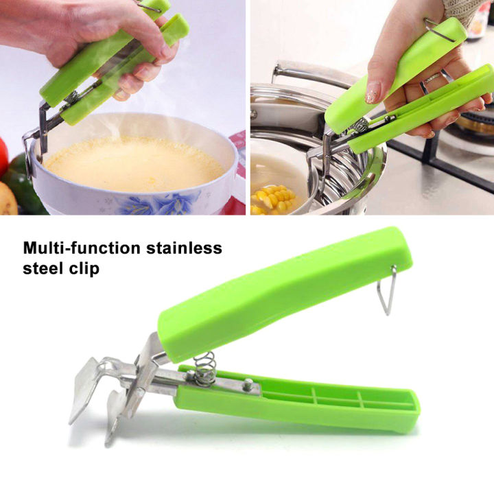 New Stainless Anti Scalding Steel Bowl Holder Clip Dish Clamp Pot Pan ...
