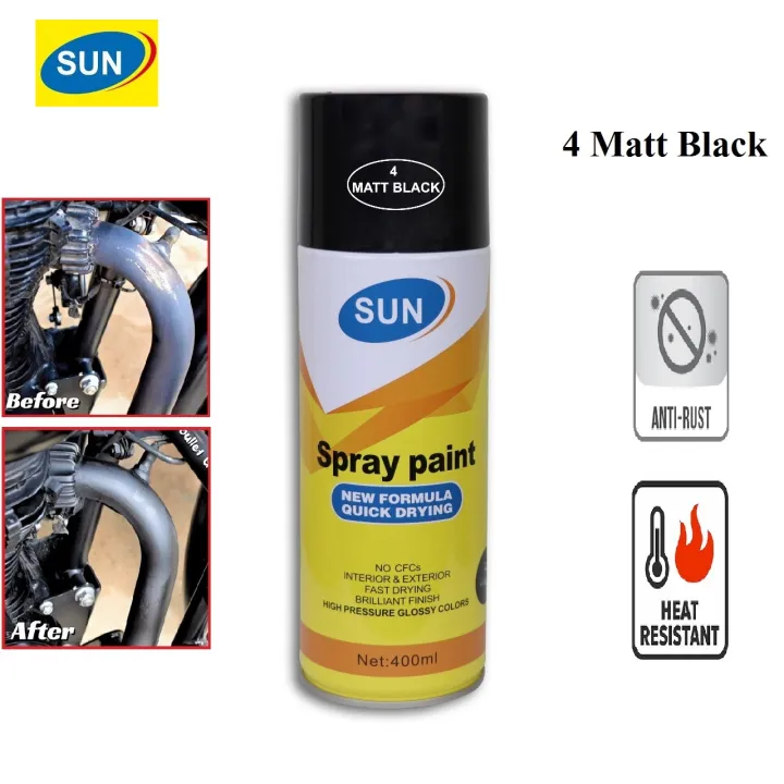 Sun Brand Spray Paint (4 Matt Black) Color Aerosol Spray Paint, Sun ...