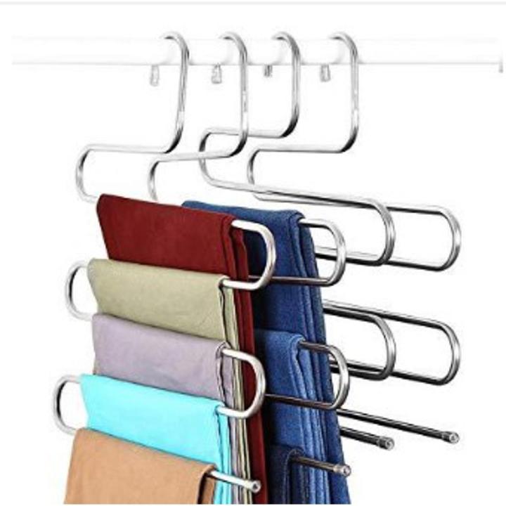 5 layers S Shape MultiFunctional Clothes Hangers Pants Storage Hangers ...