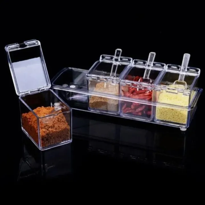 First Deal Best Quality 4 Spice Crystal Seasoning Box for Kitchen 4pcs ...
