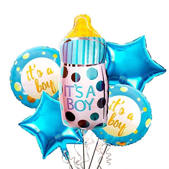 5 Feeder Foil Balloons Set for Baby Boy It’s a Boy Feeder Foil Balloon ...