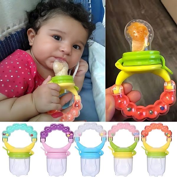 Baby Natural Fruit Food Feeder Baby Food Feeder Baby Food Pacifier Silicone Food Nibbler with Extra 3 Nipples Color as per stock Daraz .bd