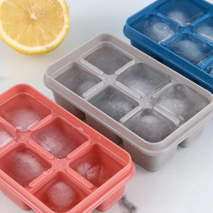 Six Grids Silicone Ice Cube Maker Mold with Lids Mini Ice Cubes Square ...