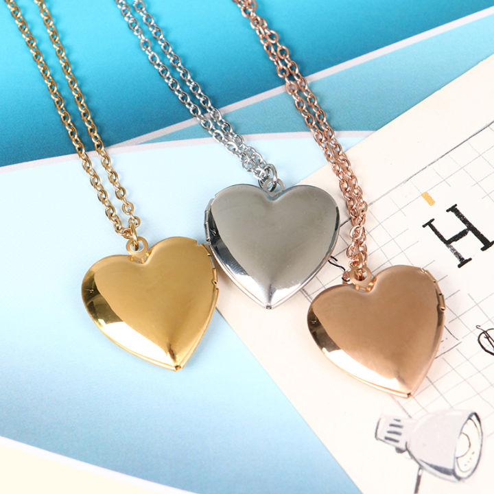 Heart Locket Pendants Necklaces For Women photo frame Valentine lovers ...