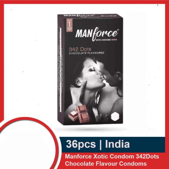 Manforce Xotic Condom 342Dots Chocolate Flavour Condoms Full Box - 3x12=36pcs | Daraz.com.bd