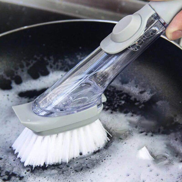 2 in 1 Kitchen Cleaning Brush Long Handle Automatic Liquid Sponge ...