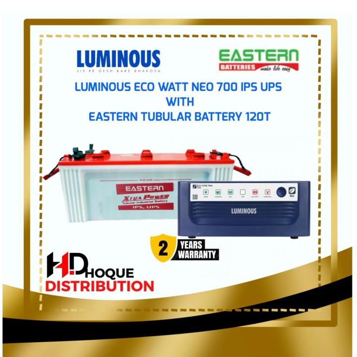 LUMINOUS IPS UPS PACKAGE 500 WATT WITH EASTERN TUBULAR BATTERY 120T ...