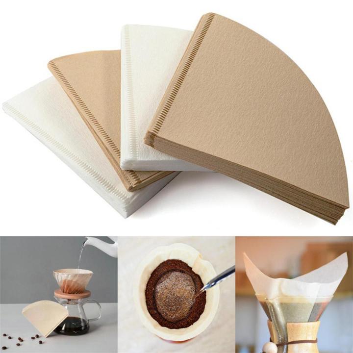 100 PCS V-shaped Wood Pulp Drip Paper V60-01 Cone White Coffee Filter ...