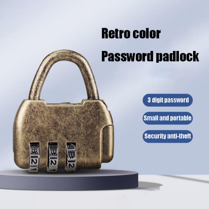 Zinc Alloy Retro Password Lock Bronze Password Lock Padlock Three ...