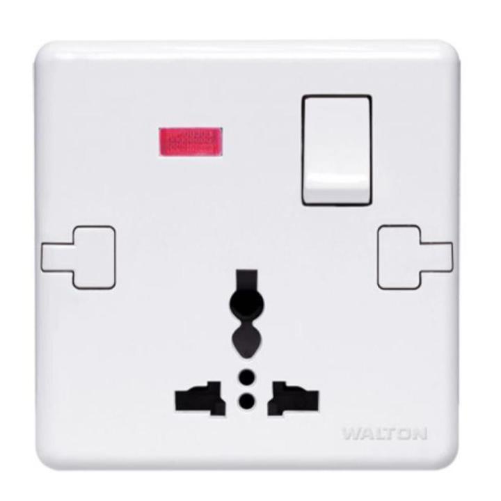 Walton W13PS13 Pearl White 3 Pin Socket with Switch | Daraz.com.bd