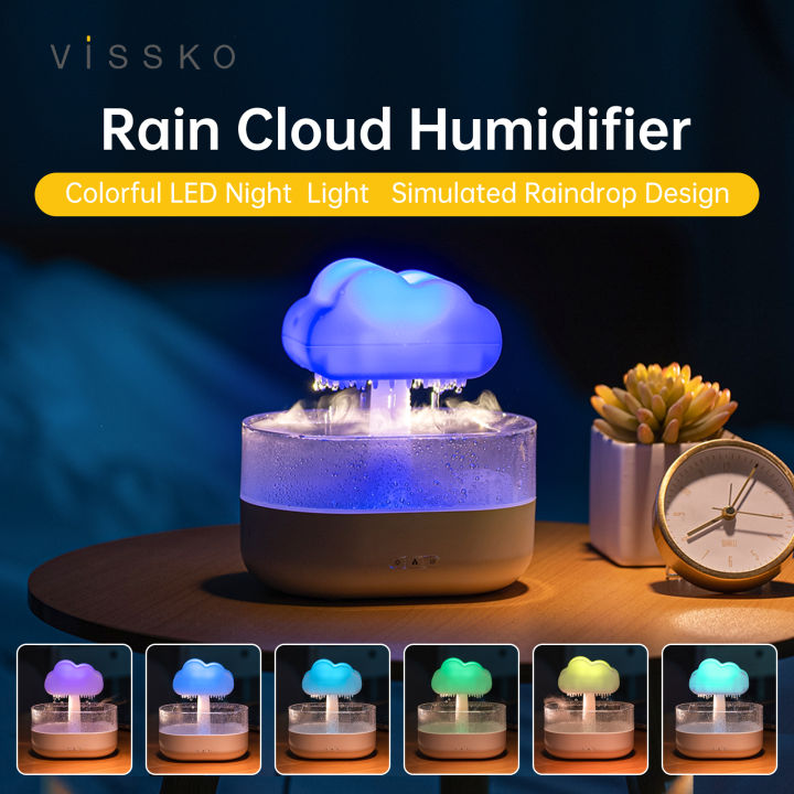 Vissko Rain Cloud Humidifier 200ML Essential Oils Aroma Diffuser With Water Drops And Colorful ...