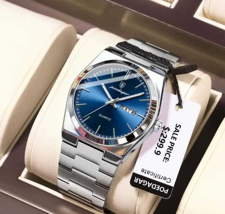 POEDAGAR 930 Men's New Luxury Luminous Date Week Stainless Steel Quartz ...