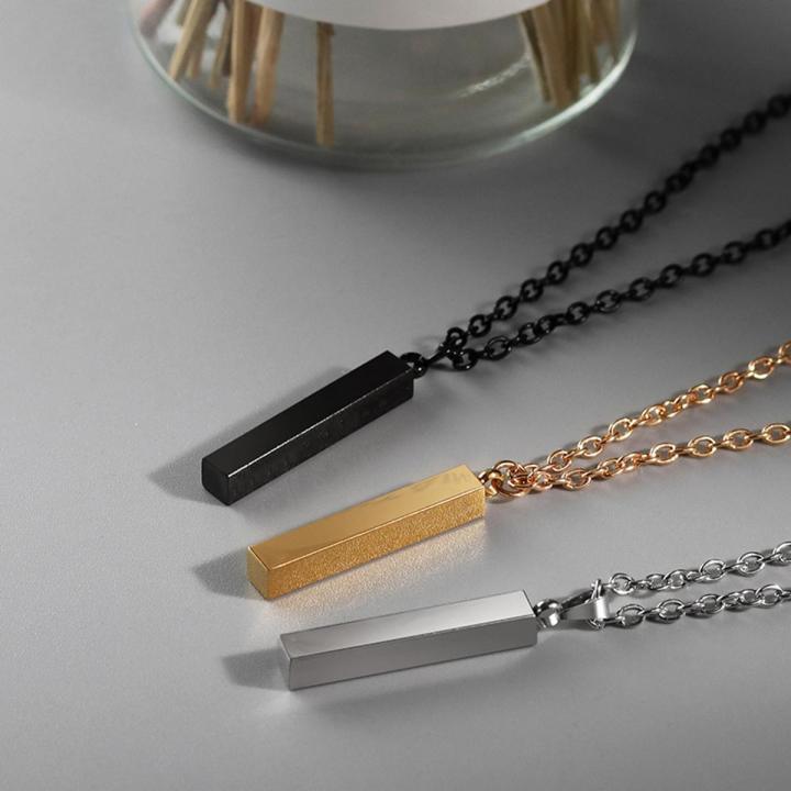 Men Women Creative Simple Metal Stainless Steel Rectangle Pendant ...