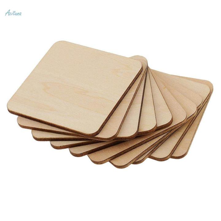 Square MDF Unfinished Wood Pieces Blank Plaque DIY Wood Craft 60mm 10 ...