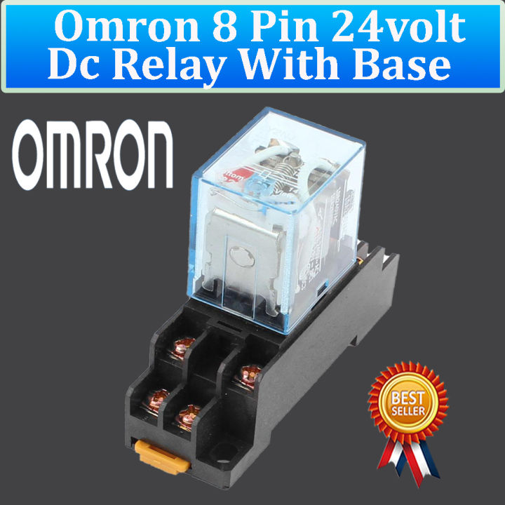 Omron DC 24V Coil 8Pin DPDT Power Electromagnetic Relay With Base ...
