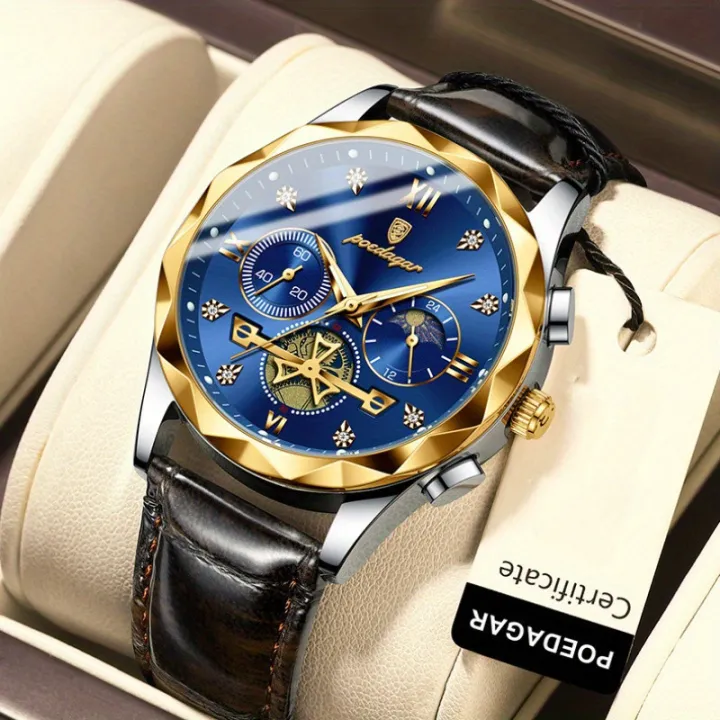 Poedagar 996L Luxury Watch for Men Sports Leather Men's Watches ...