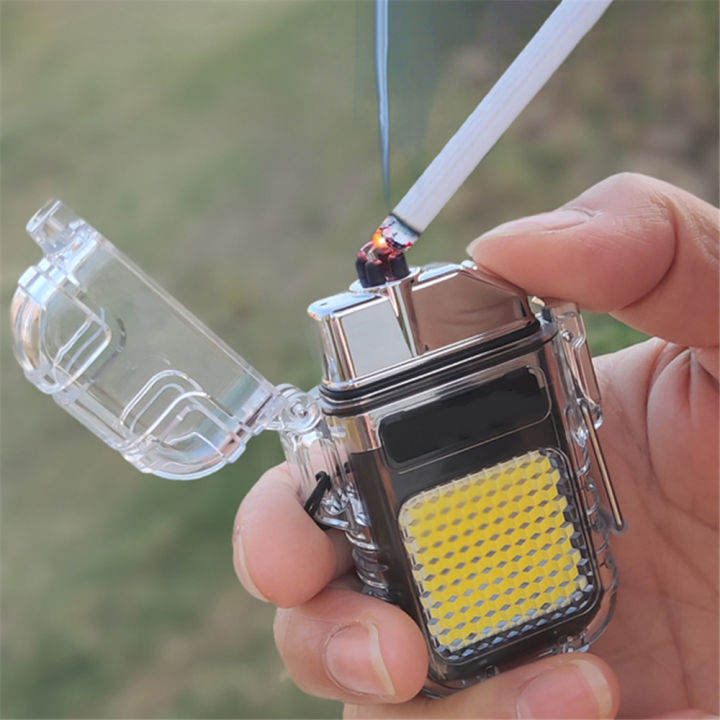 Double Arc Light COB Electric Flash Light Type C Charging Hiking BBQ ...