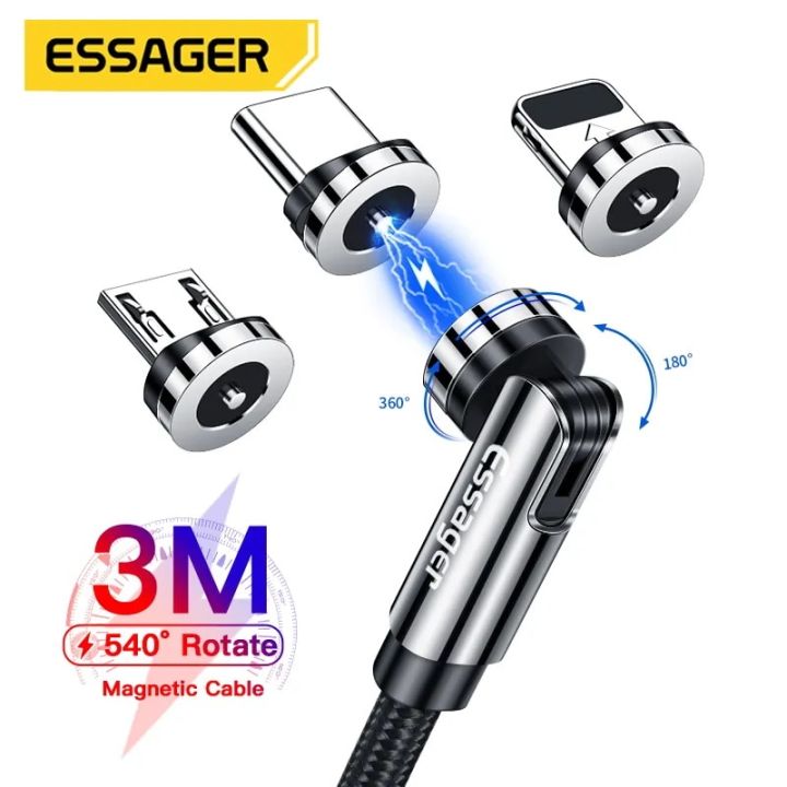 Essager 540 Rotate Magnetic Cable Fast Charging Magnet Charger Micro ...
