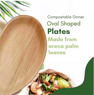 Palm Leaf Plates Pack 25 Supari Patar Large 6" x 3.5" Oval Plates ...