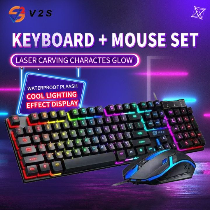 V2S KM200 Universal Combo Bundle Wired Gaming With RGB Backlight Key ...