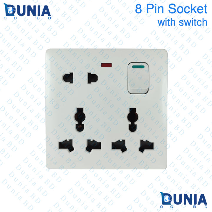 8Pin 16A 250V Wall Socket with switch for house hold & official ...
