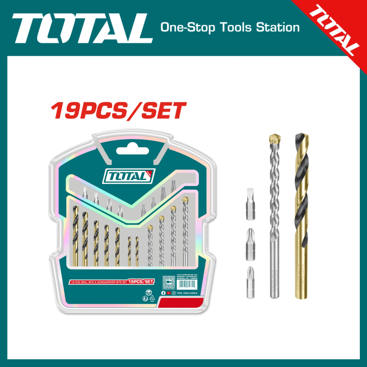 TOTAL TACSDB1901 19 Pcs drill bits & screwdriver bits set | Daraz.com.bd