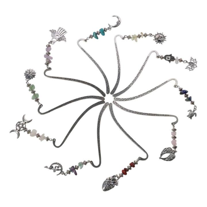 10 Pcs with Pendant Hook Bookmarks Metal Bookmark Silver Metal Book ...