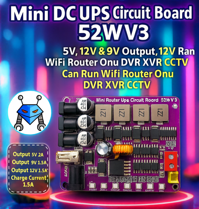 Mini Router UPS Circuit Board 52W V3 – 5V/9V/12V Output, 3.7V Battery ...