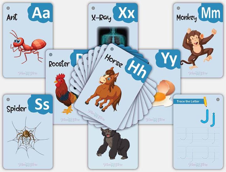 TownStore Early learning Preschool English Activity Flash Cards for ...