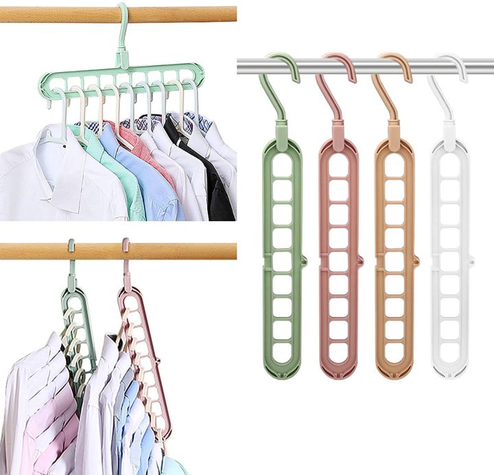 Rotating Magic Hanger / Multi-Function Folding Magic Cloth Hanger/ 9 ...