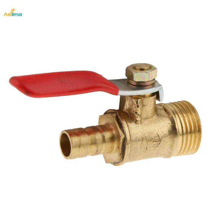 16mm Male Thread to 5/16 Barbed Hose Tail Lever Handle Brass Ball Valve ...