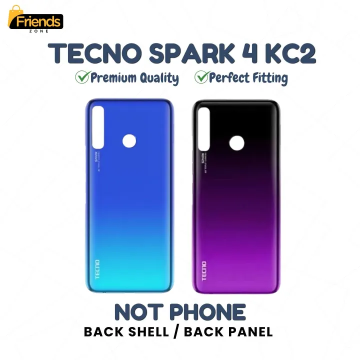 Tecno Spark 4 KC2 - (Plastic) Back Shell Back Panel Battery Cover Back ...