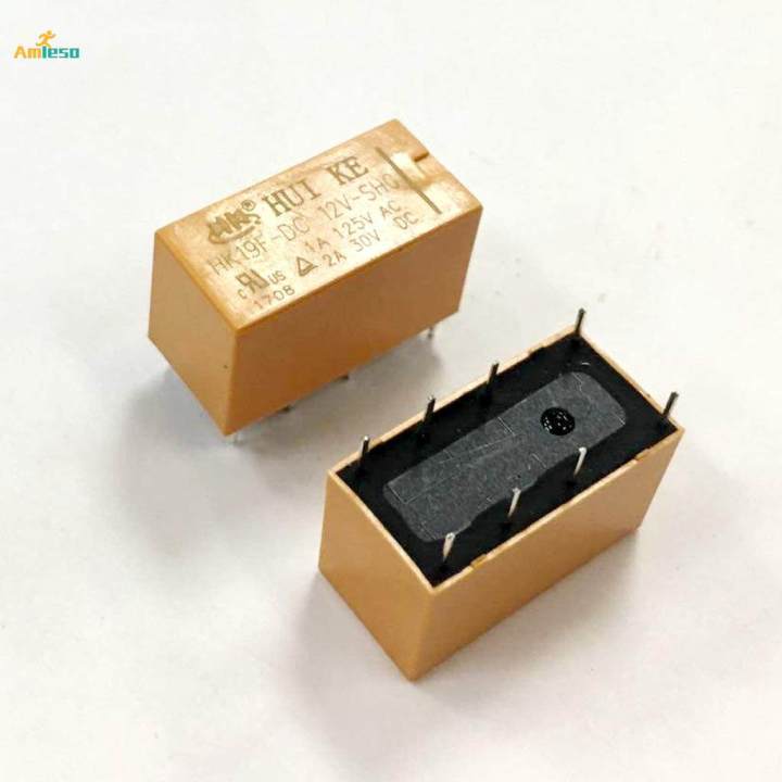 10 Pieces HK19F DC 12V SHG Coil DPDT 8 Pin Mini Power Relays PCB Type ...
