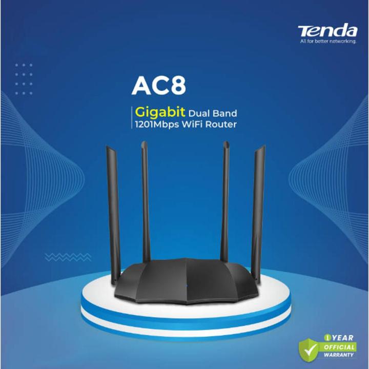 Tenda AC8 AC1200 Dual-Band 4 Antenna Gigabit Smart Wi-Fi Router | Daraz.com.bd