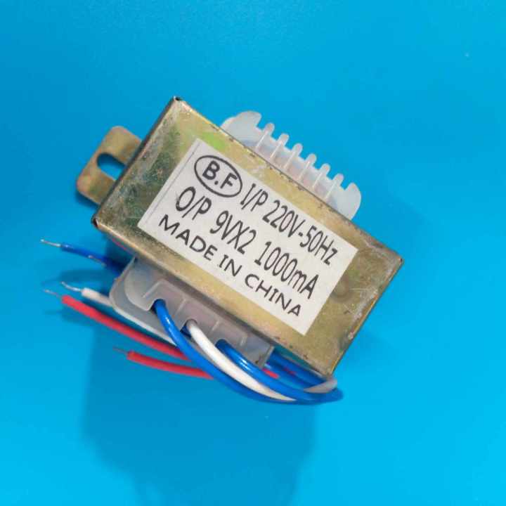1Amp 9V Transformer 9V-0-9V 1000mA Input AC 220V 50Hz Output DC 9V Volt ...