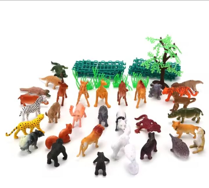 32pcs+ full rubber body Mini Animal Zoo set Exclusive Animal Play Set ...