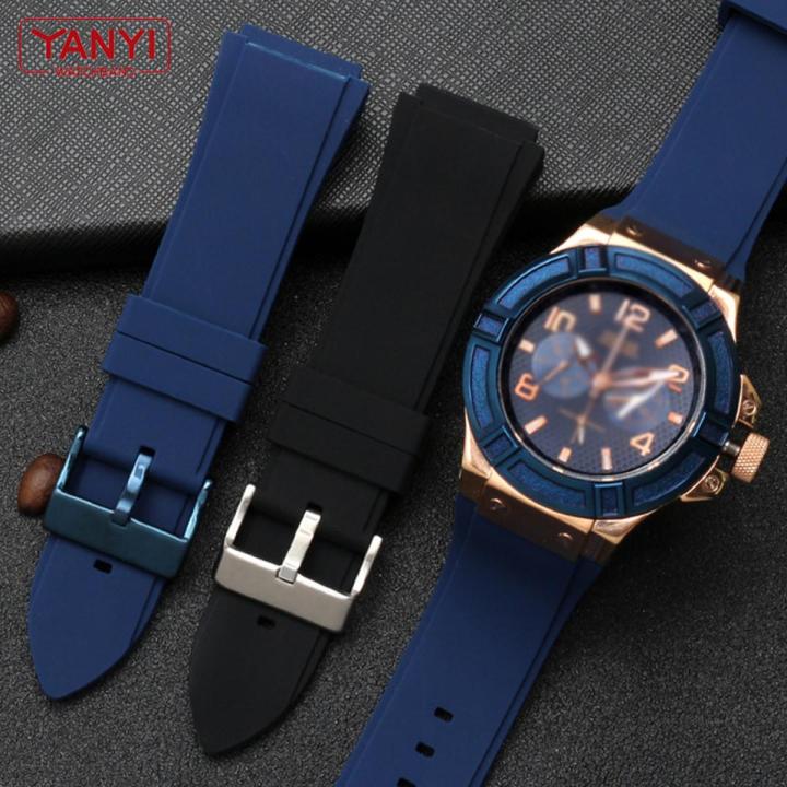 Rubber Watchband 22Mm Blue Color Silicone Rubber Bracelet For Guess ...