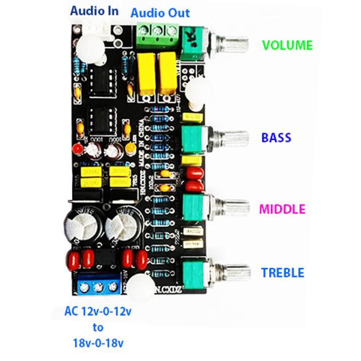 LOW NOISE PRE AMPLIFIER NE5532 STEREO TONE CONTROL BOARD TREBLE ...