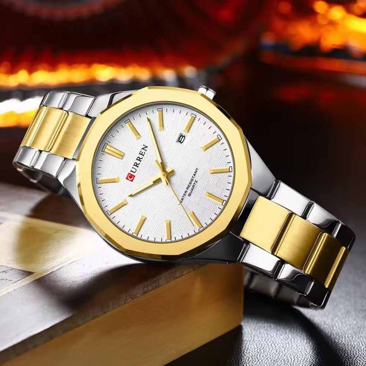 CURREN 8477 Latest Design Men's Fashion Quartz Watch - Two Tone White ...