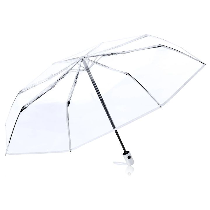 Fully Automatic Three-fold Transparent Umbrella Clear Folding Umbrella ...