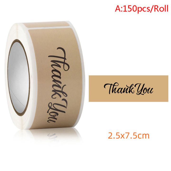 150Pcs/Roll Thank You for Your Order Stickers Labels Kraft Paper Label ...