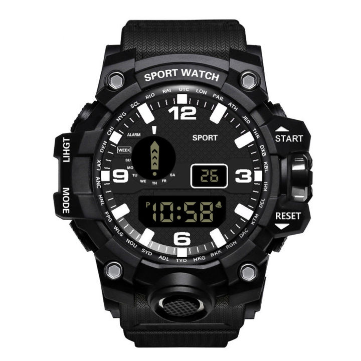 (New) Black digital watch for men women sports waterproof outdoor ...