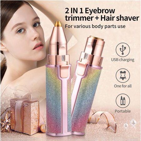 2 IN 1 Rechargeable Electric Eyebrow Trimmer Epilator Female Body ...