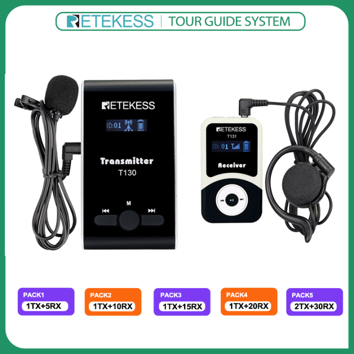 Retekess T130 99 Channel Wireless Tour Guide System Used for Hajj and Umrah, Microphone Church ...