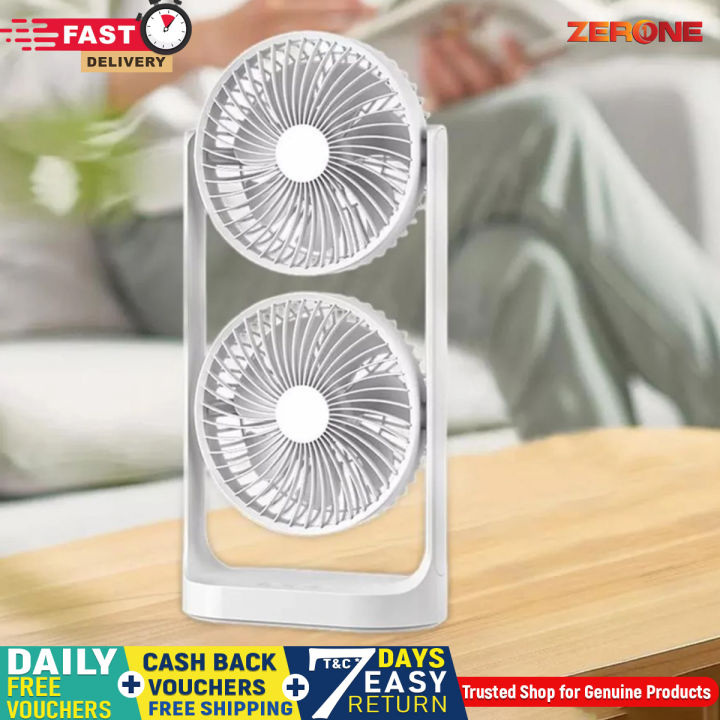SB-052 Double-Head Desktop Fan – High Wind, Portable Double-Layer Air ...