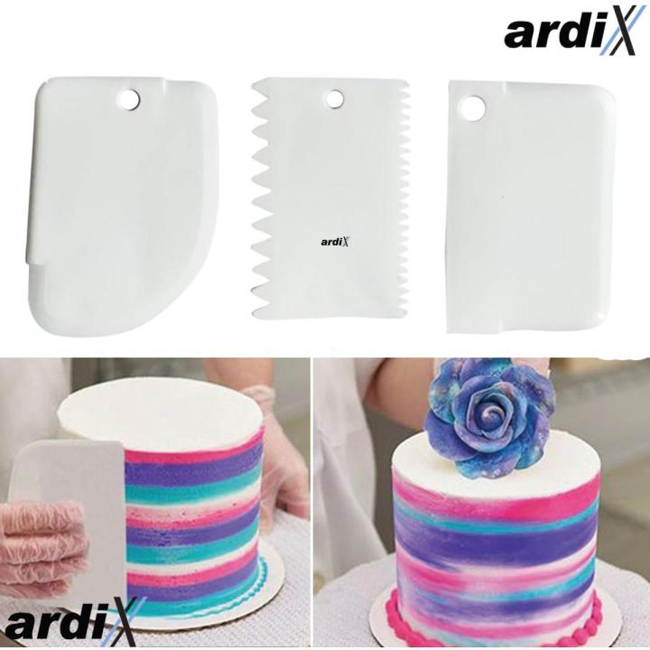 3 pcs cake scraper set Plastic cake decoration tools Dough Fondant ...