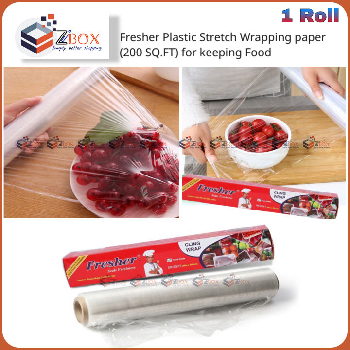 Fresher Plastic Stretch Wrapping paper (200 SQ.FT) for keeping Food ...