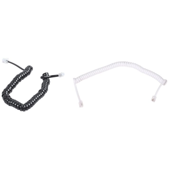 2PCS 24CM Black RJ9 Telephone Phone Modem Coil Line Cord Cable with ...